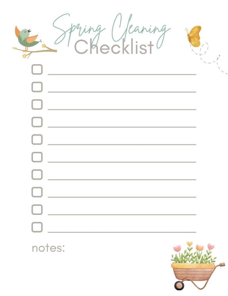 Printable Spring Cleaning Checklist PDF - Etsy