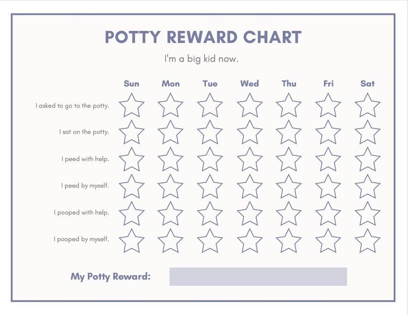 Printable Potty Reward Chart PDF - Etsy