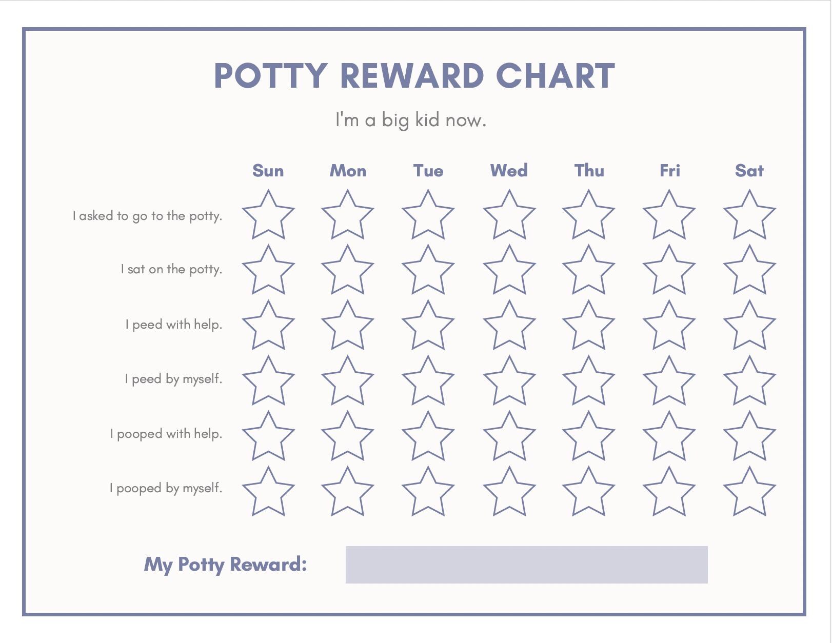 Printable Potty Reward Chart PDF - Etsy