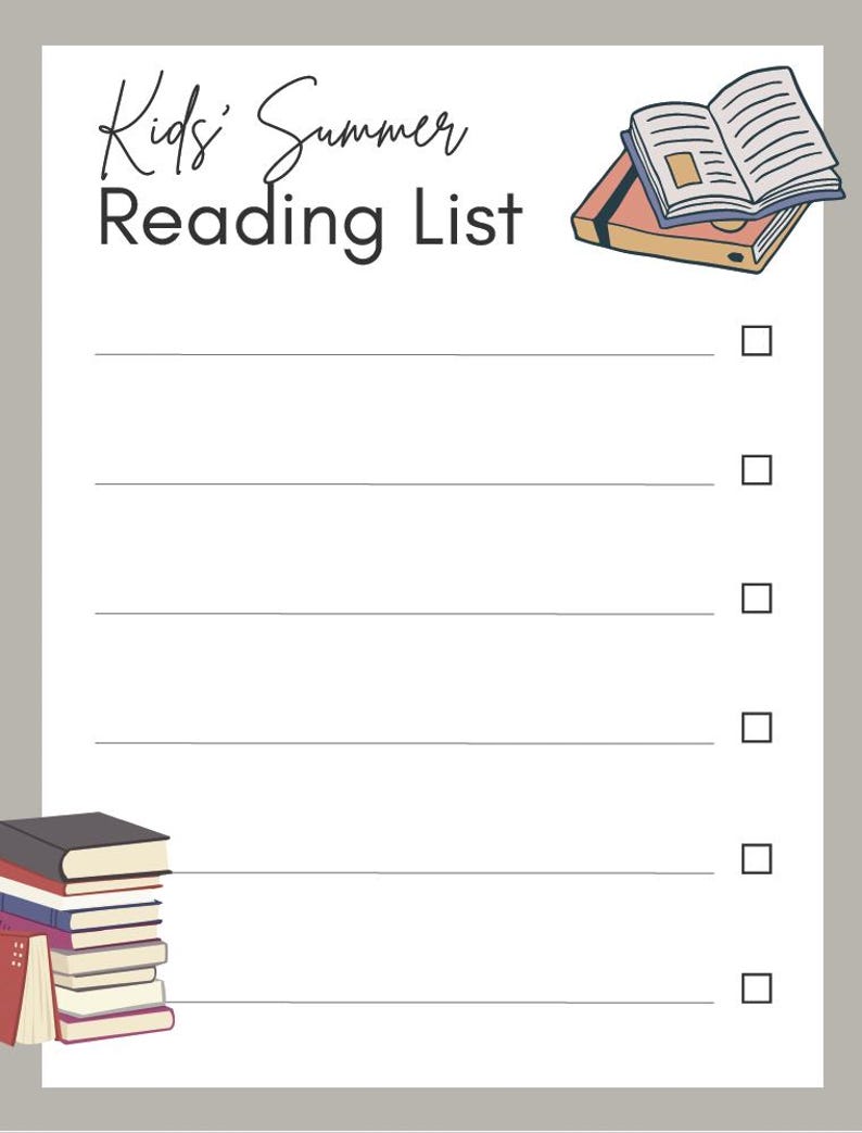 Printable Kids Summer Reading List PDF - Etsy