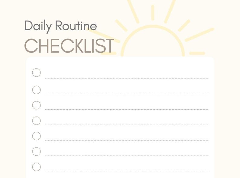 Printable Daily Routine Checklist PDF - Etsy