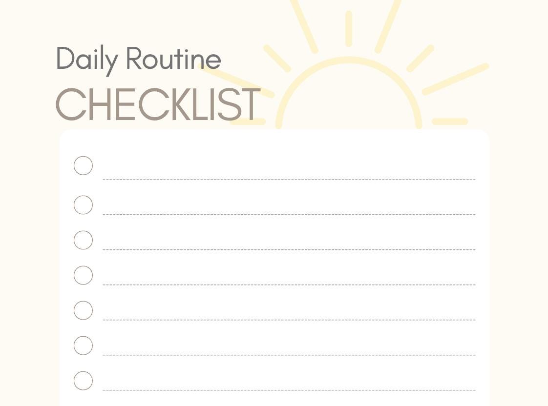 Printable Daily Routine Checklist PDF - Etsy