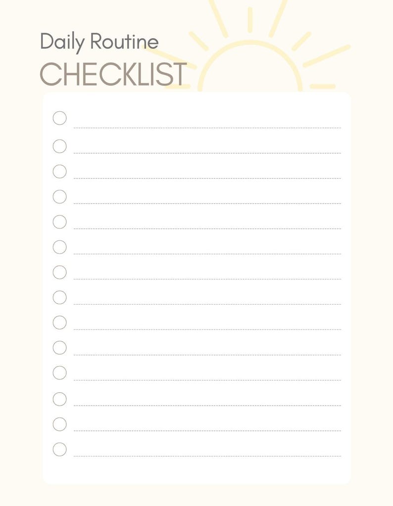 Printable Daily Routine Checklist PDF - Etsy