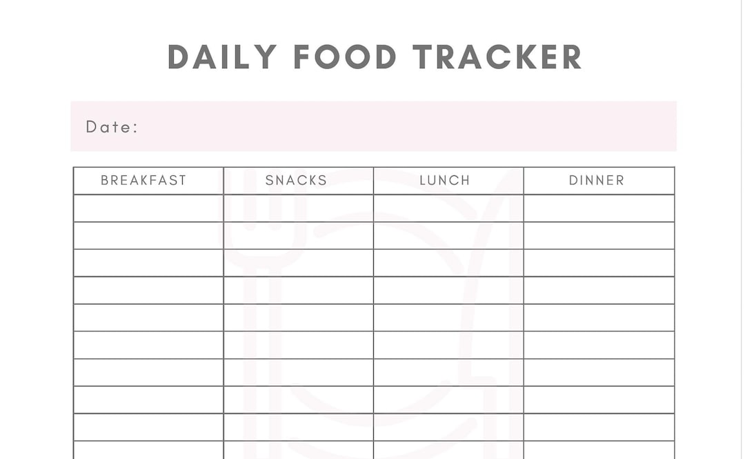 Printable Daily Food Tracker PDF - Etsy