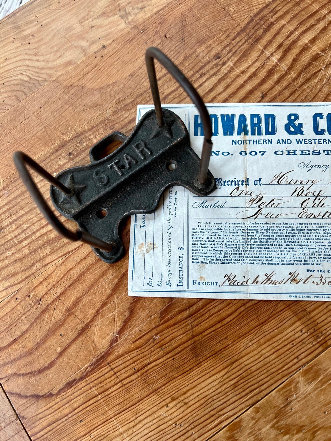Antique Star Receipt Holder - Vintage Cast Iron Clip Board Invoice ...