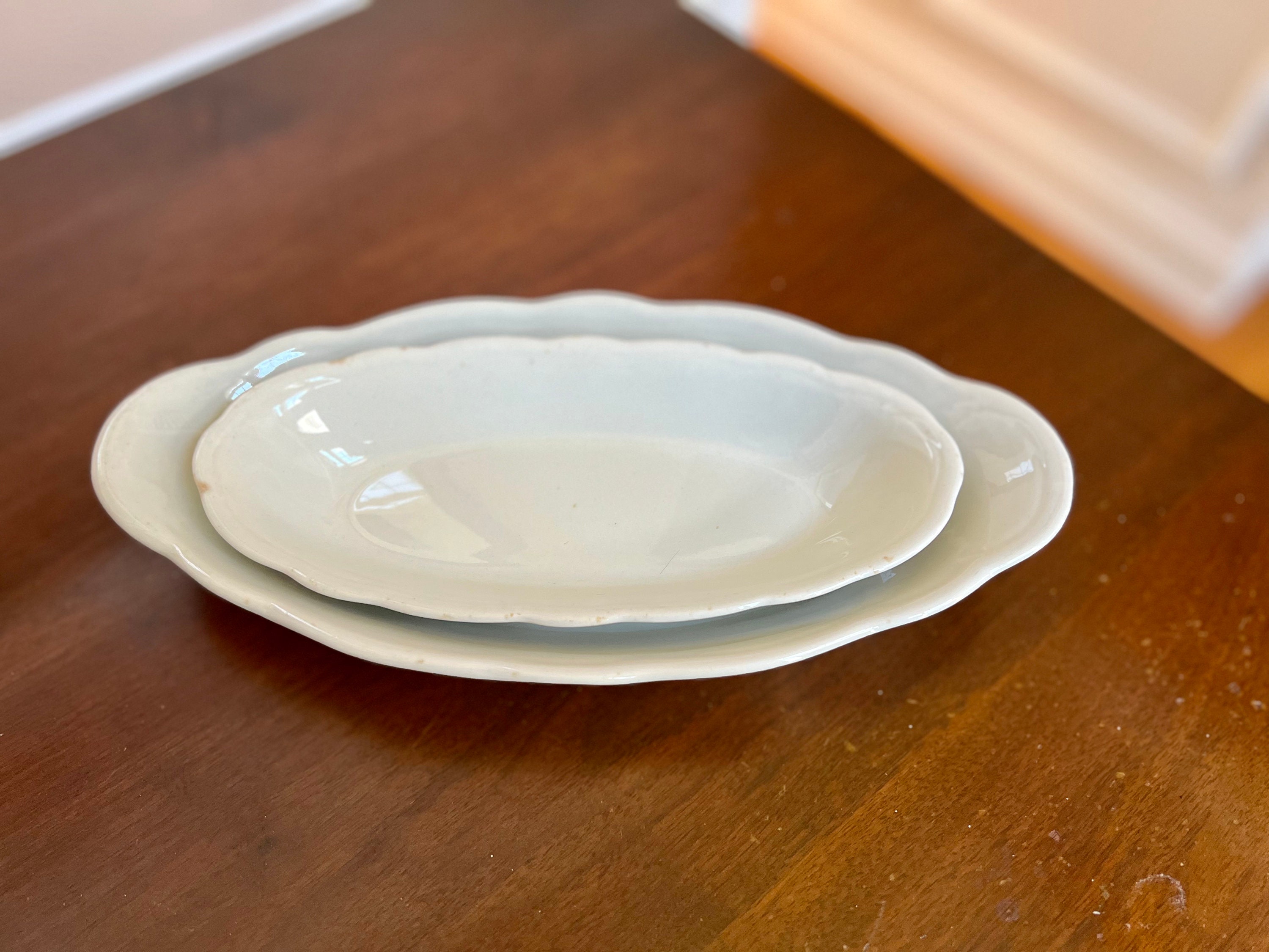 Antique Farmhouse Ironstone Soap Dishes Set of Two Shabby Pair of ...