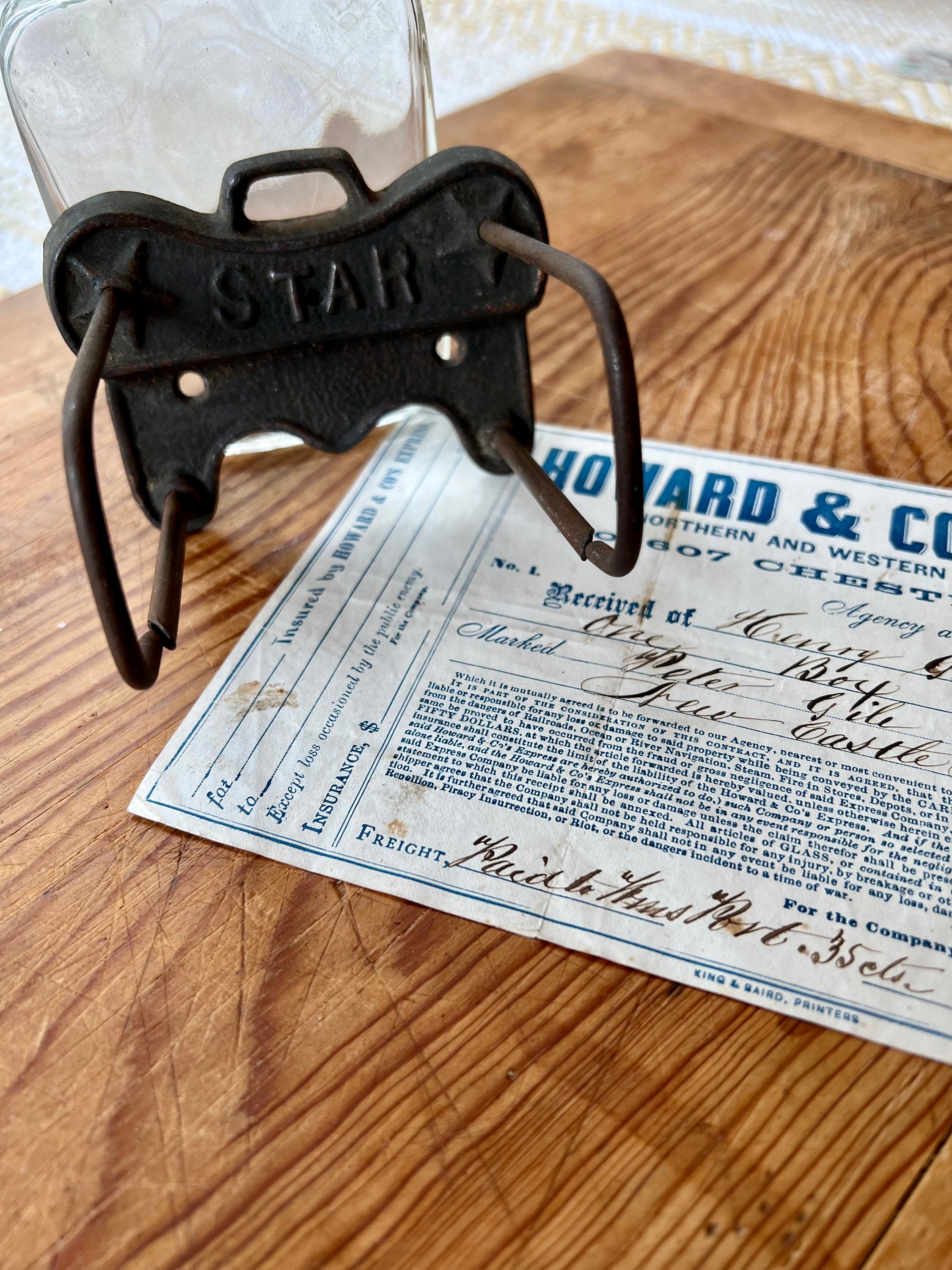 Antique Star Receipt Holder - Vintage Cast Iron Clip Board Invoice ...
