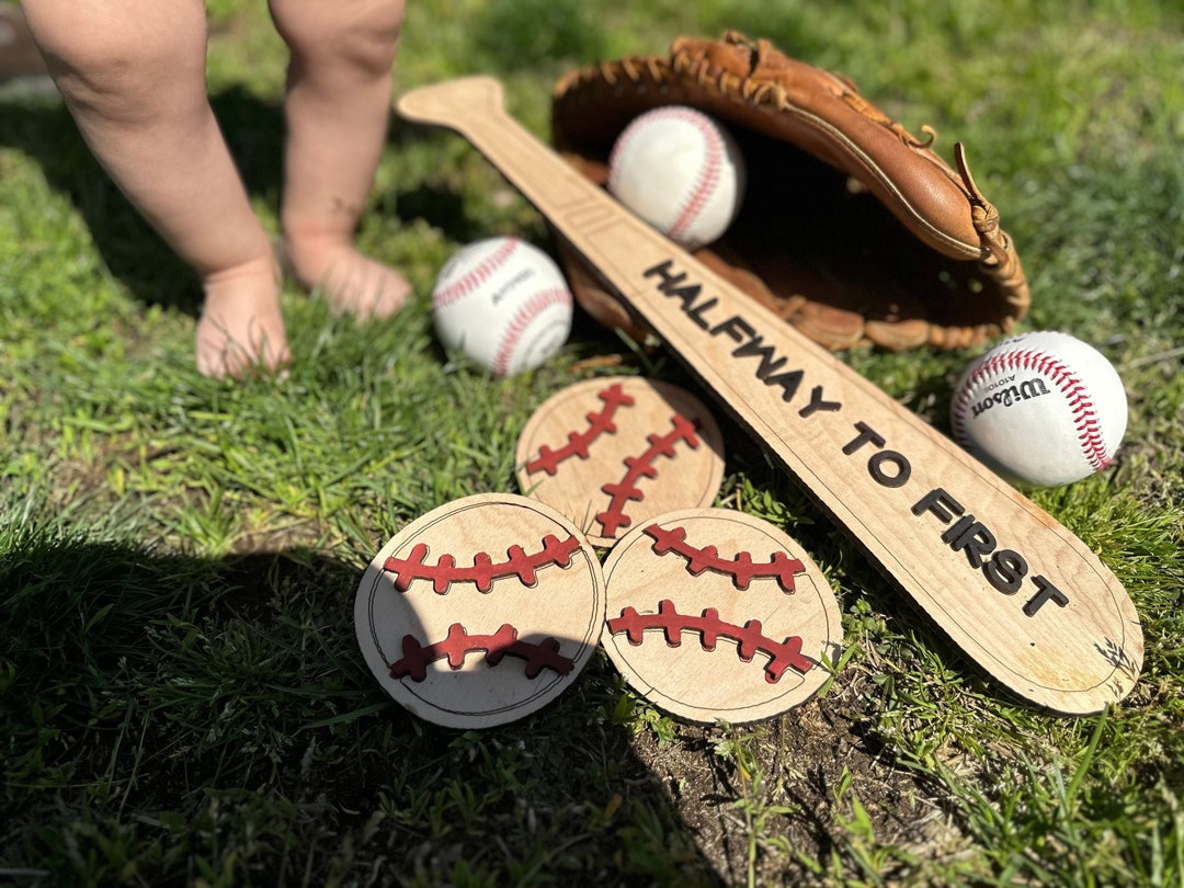 Baby Photo Props Halfway to First, Baseball Theme Photo Props. for Baby ...