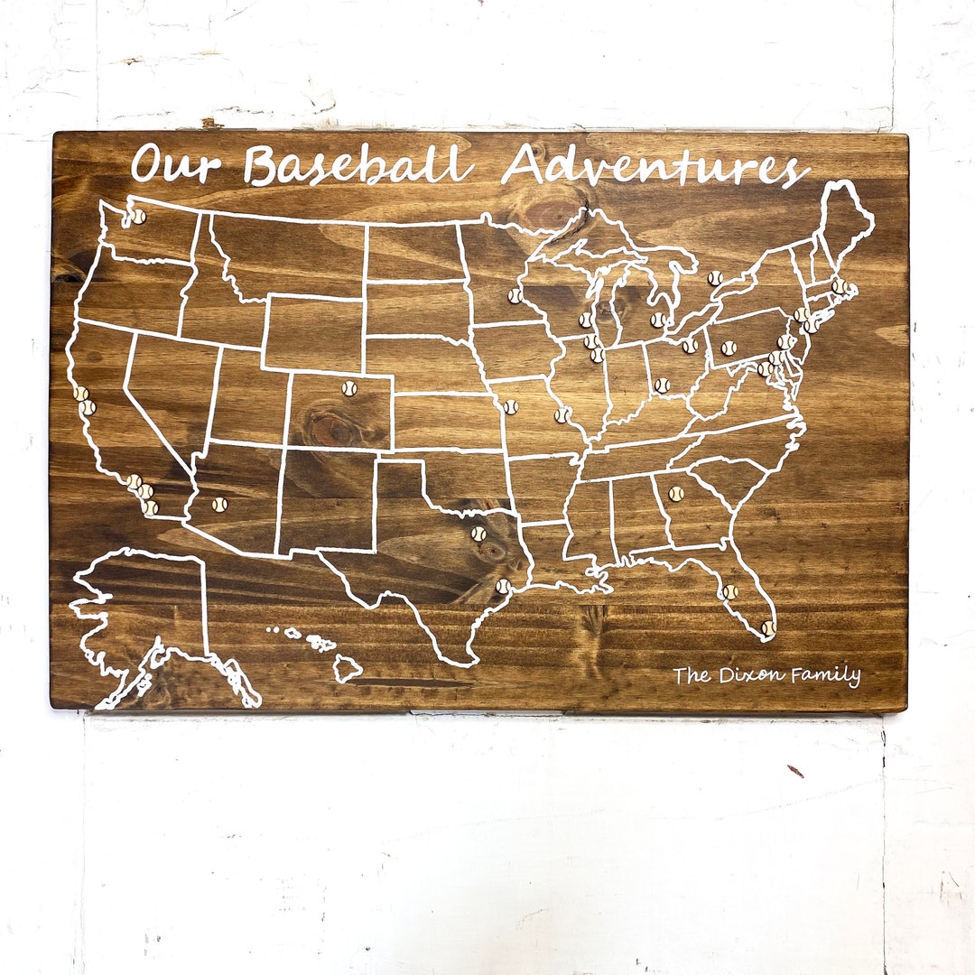 Baseball Travel Map | US Wood Map | USA Travel Map | Personalized | Pin ...