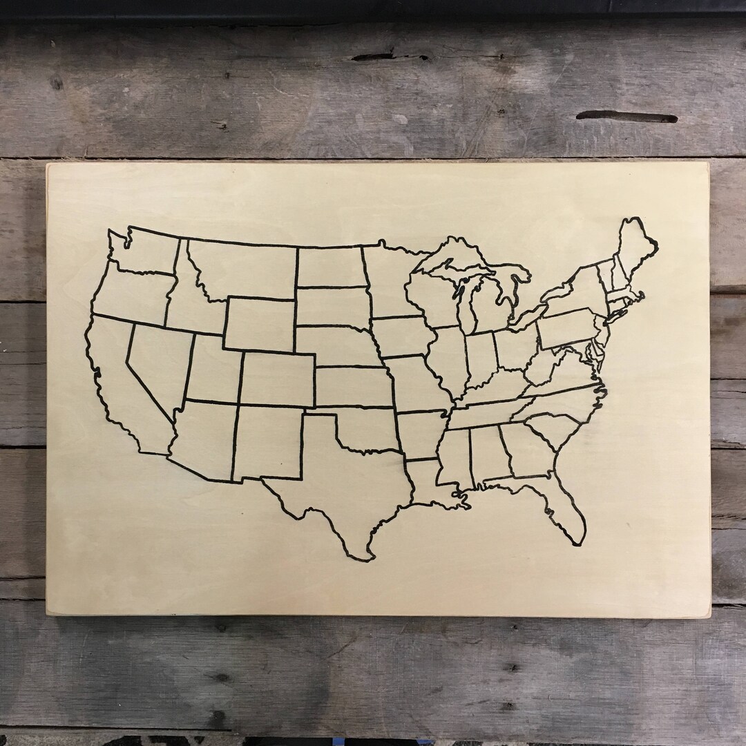 Wood Travel Map | US Map | Wood Map | US Decor | 5th Anniversary | USA ...