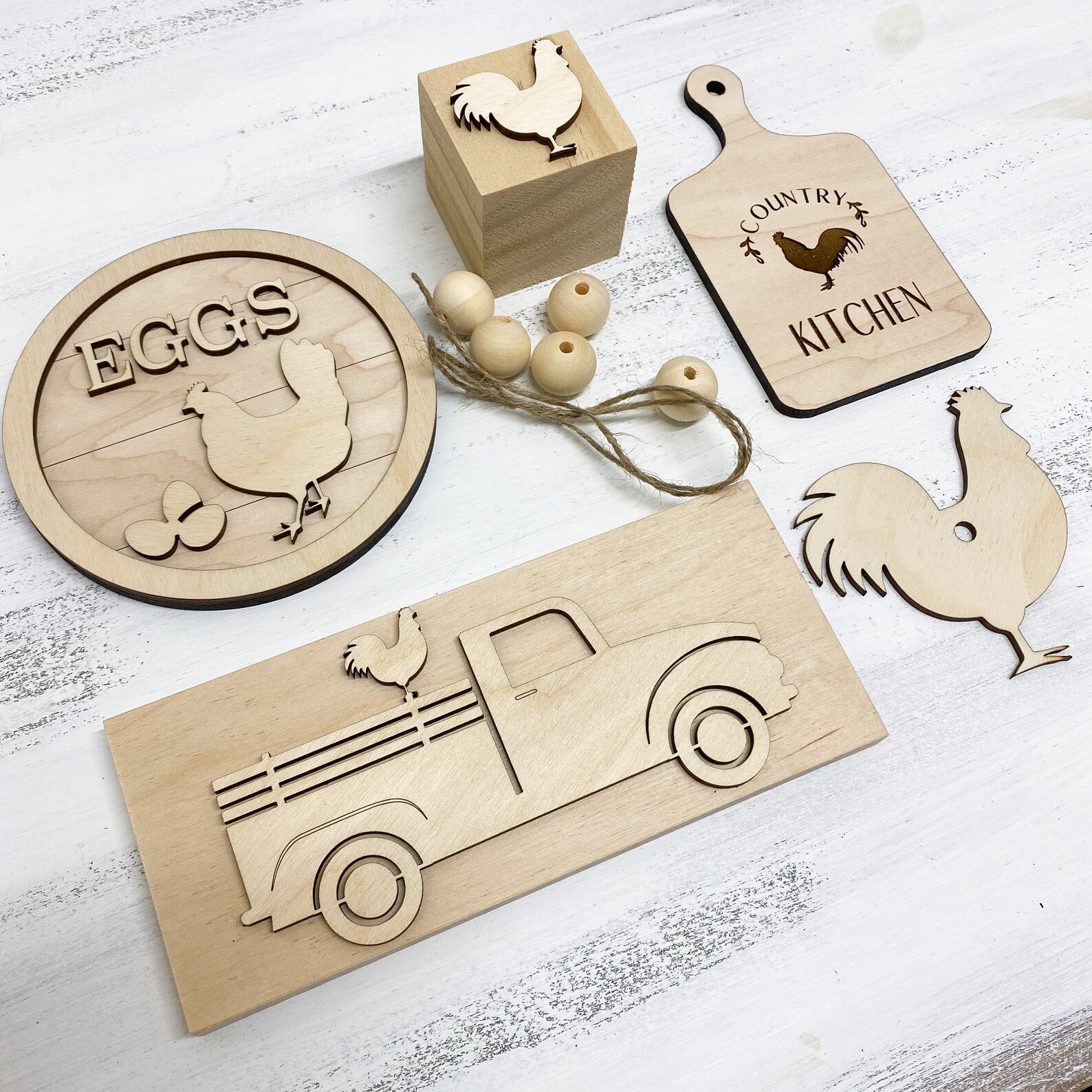 Chicken Tiered Tray Set Tiered Tray Decor Mini Sign Set - Etsy