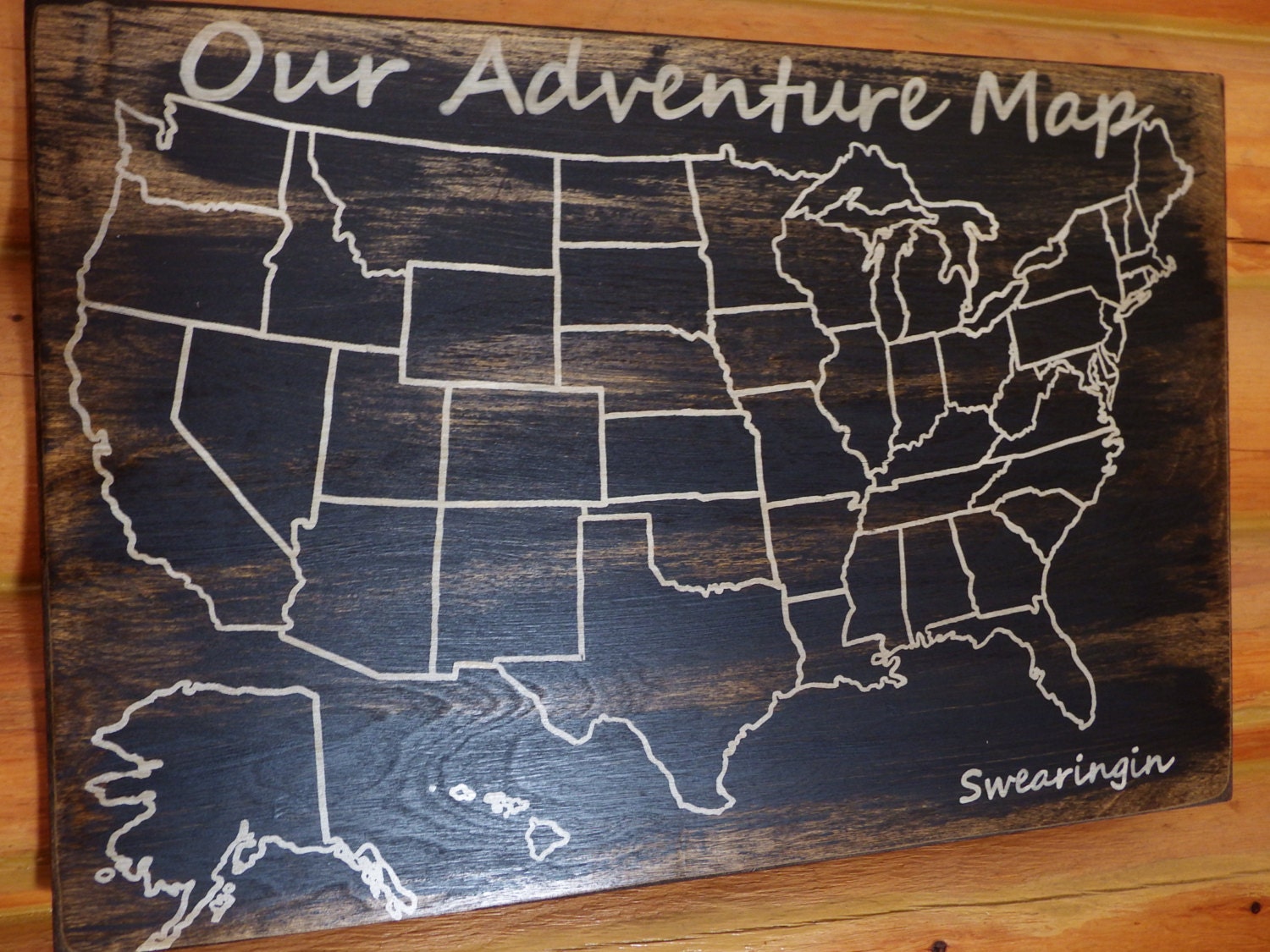 Travel Map Adventure Map US Wood Map USA Travel Map - Etsy