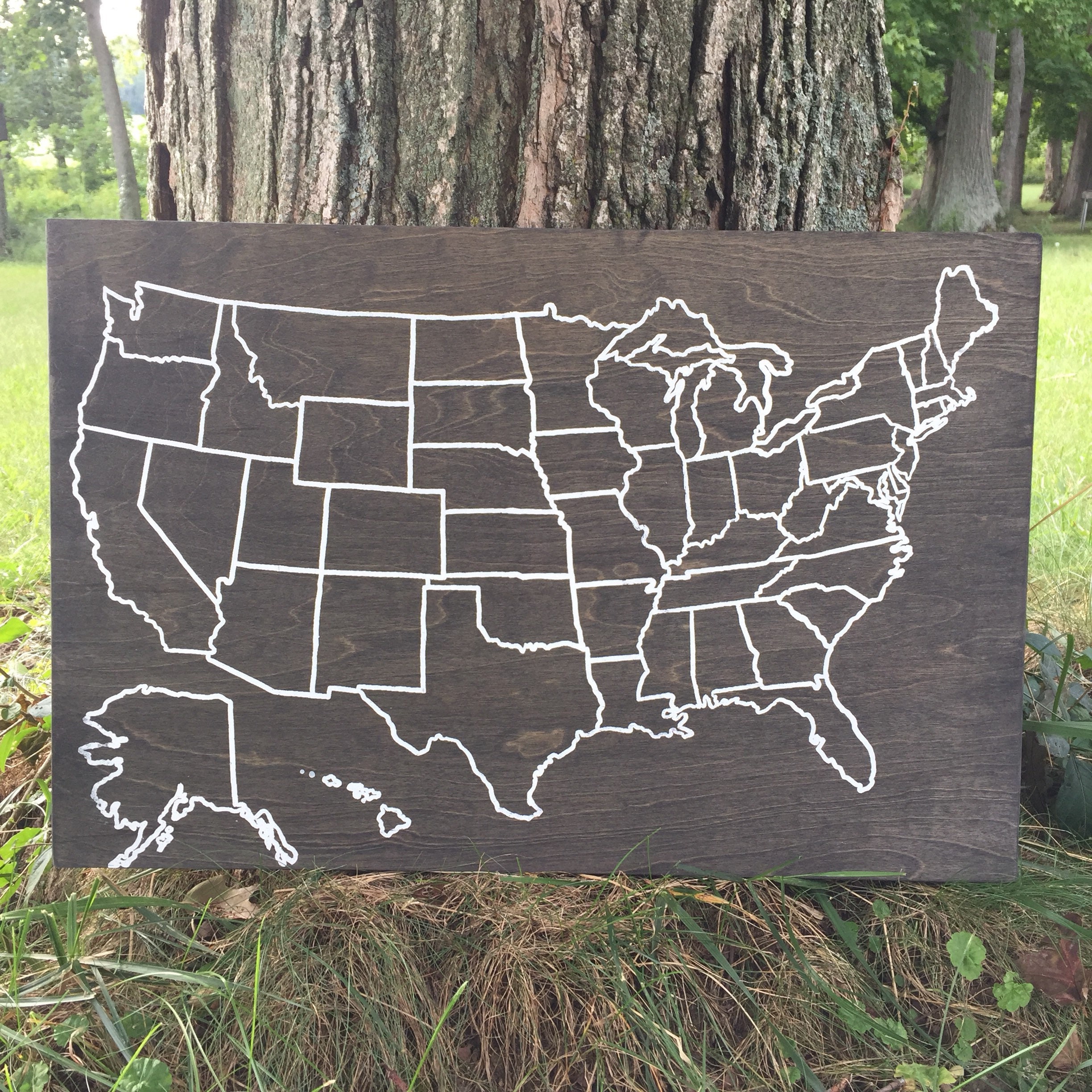 Travel Map US Wood Map USA Travel Map Personalized Pin - Etsy