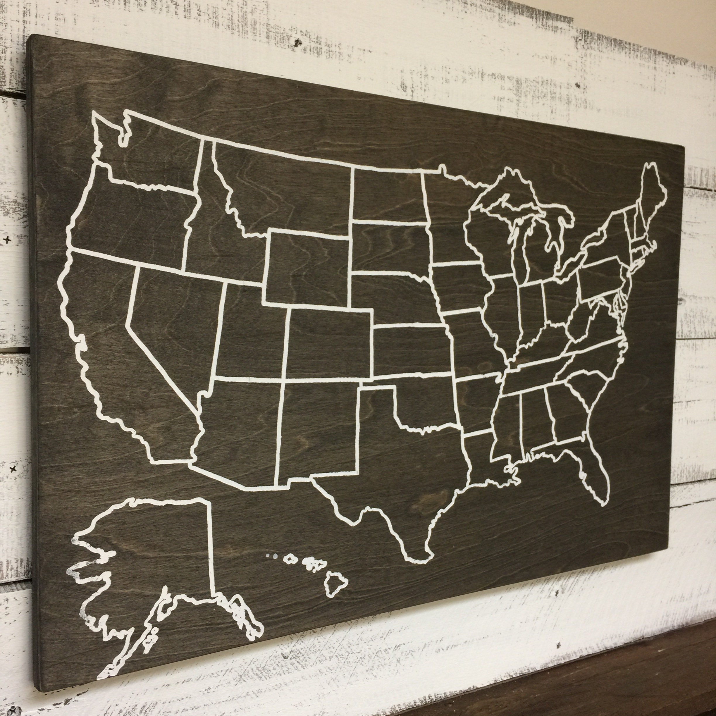 Travel Map US Wood Map USA Travel Map Personalized Pin - Etsy