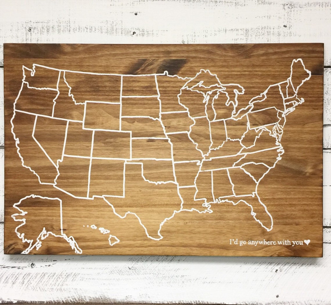 Travel Map | Wood Sign | USA Wood Map | USA Map | Pin Map ...