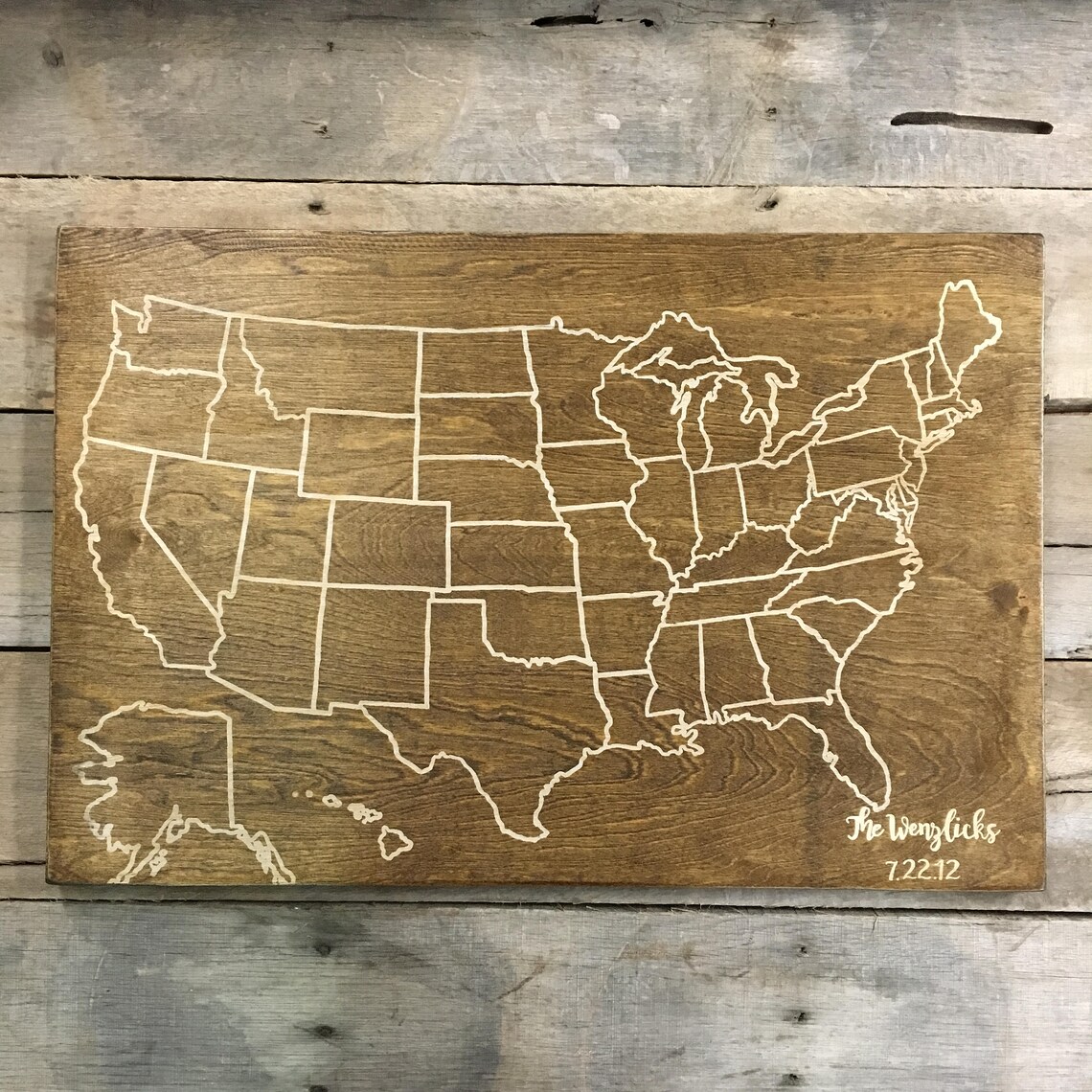 Travel Map Wood Map USA Wood Map USA Travel Map Pin | Etsy