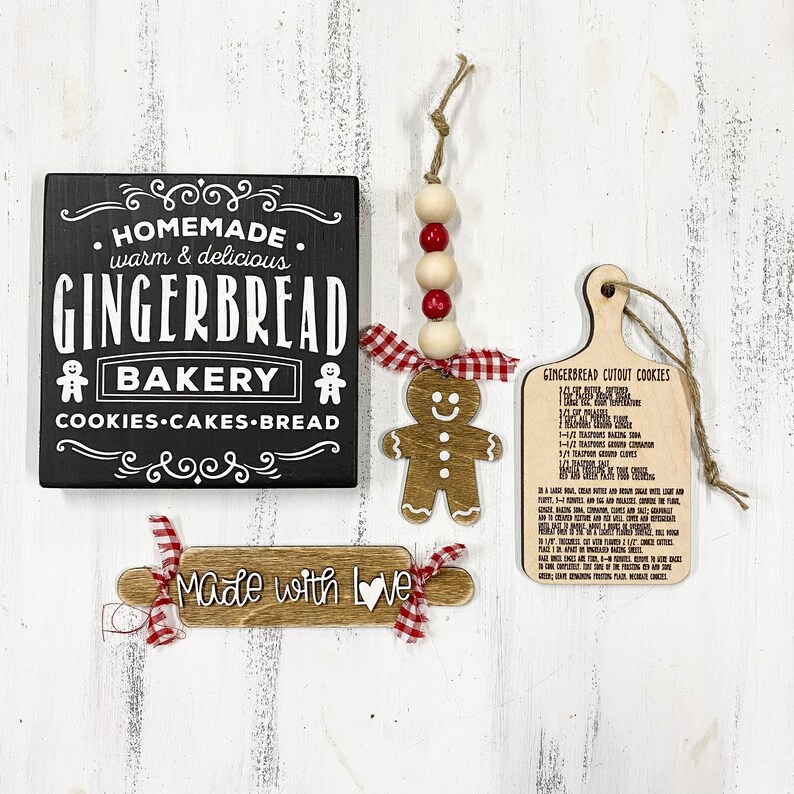 Gingerbread Man Tiered Tray Set Gingerbread Decor - Etsy