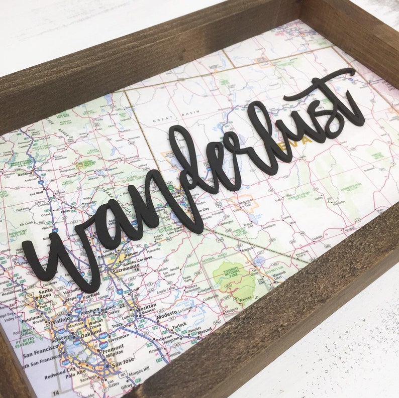 3D Wanderlust Travel Map Sign | Gallery Wall Decor | Adventure Theme ...