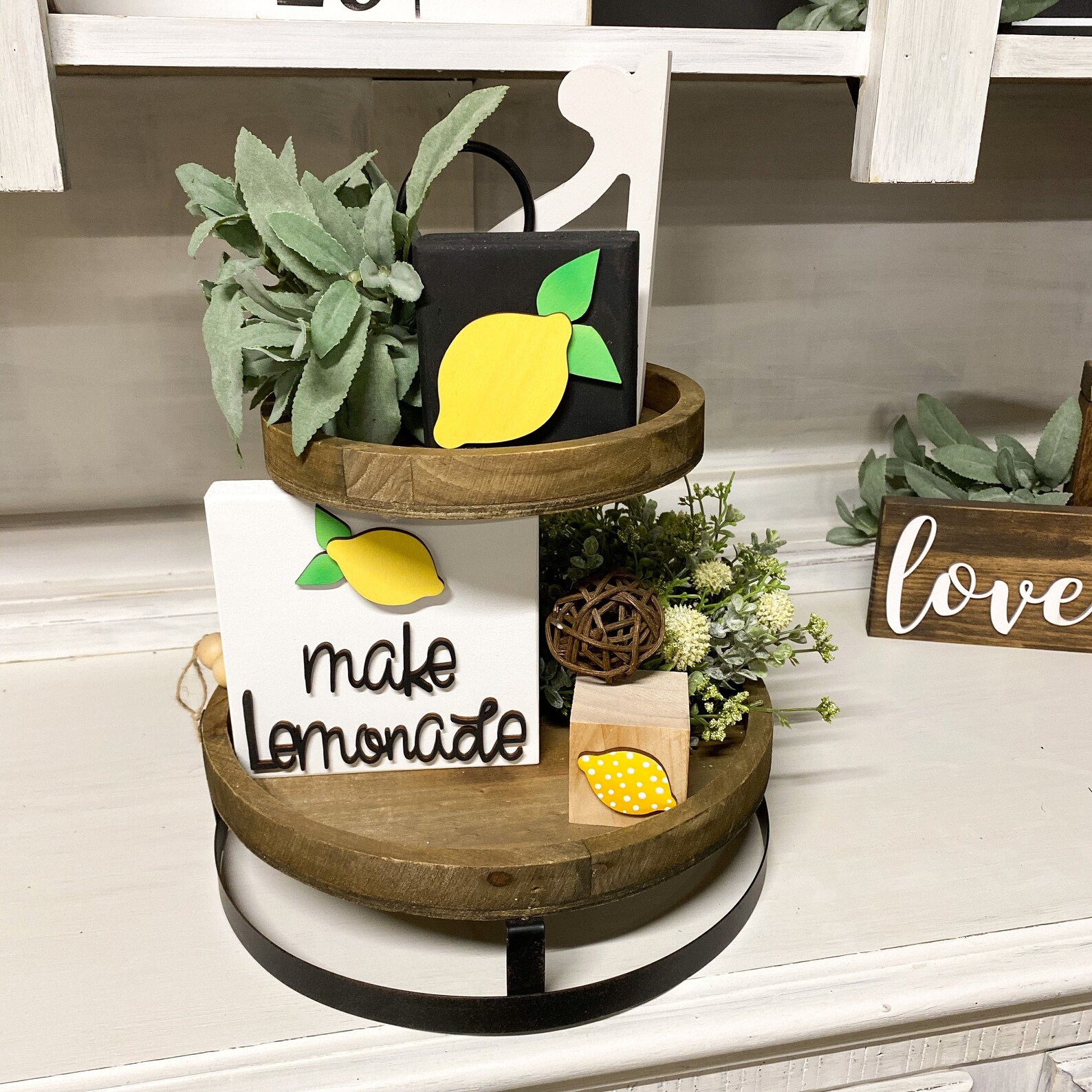Lemon Tiered Tray Signs Tier Tray Decor Lemon Decor | Etsy