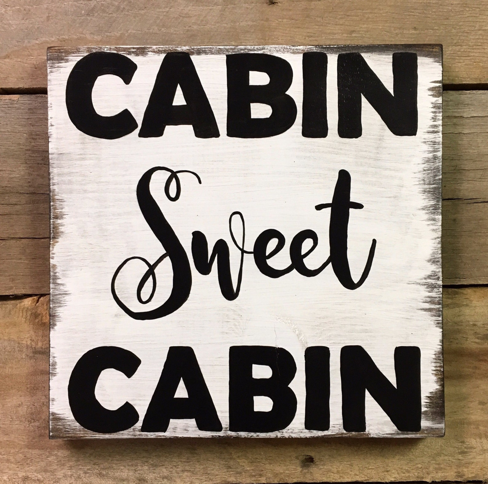 12x12 Wood Sign | Cabin Sweet Cabin | Cottage | Rustic | Shabby ...