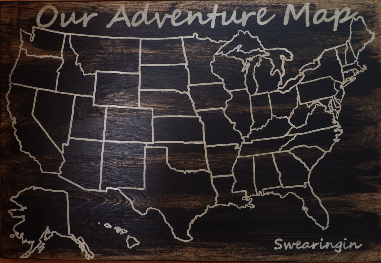 Travel Map Adventure Map US Wood Map USA Travel Map - Etsy