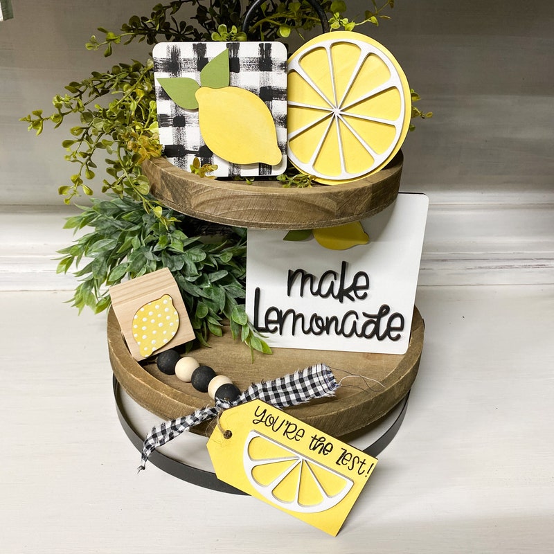 Lemon Tiered Tray Decor - Etsy