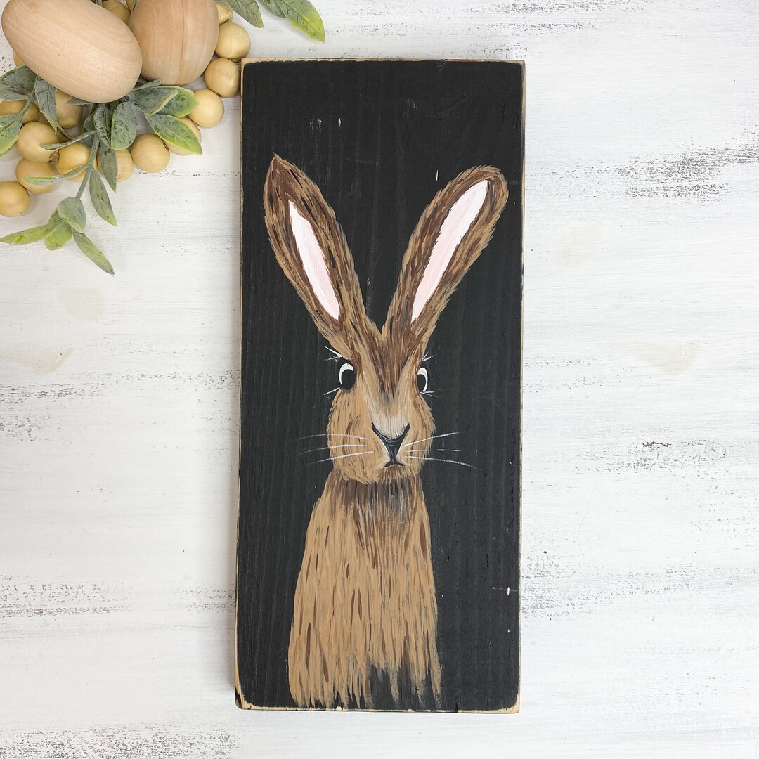 Easter Bunny Painting Hand Painted Rabbit Woodland Nursery Decor Peter ...
