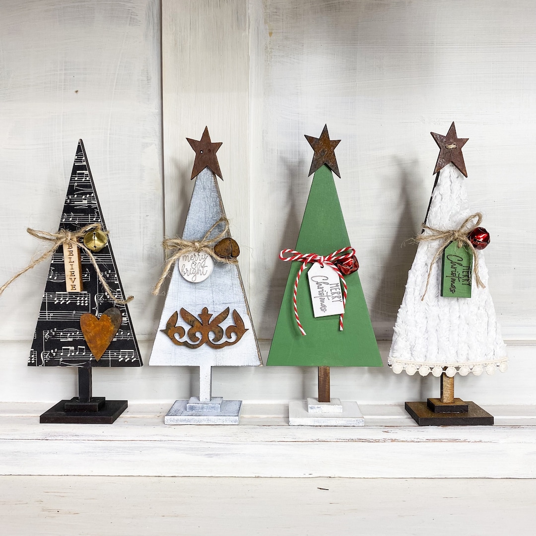 Standing Christmas Tree | Tiered Tray Decor | Wood Christmas Trees ...
