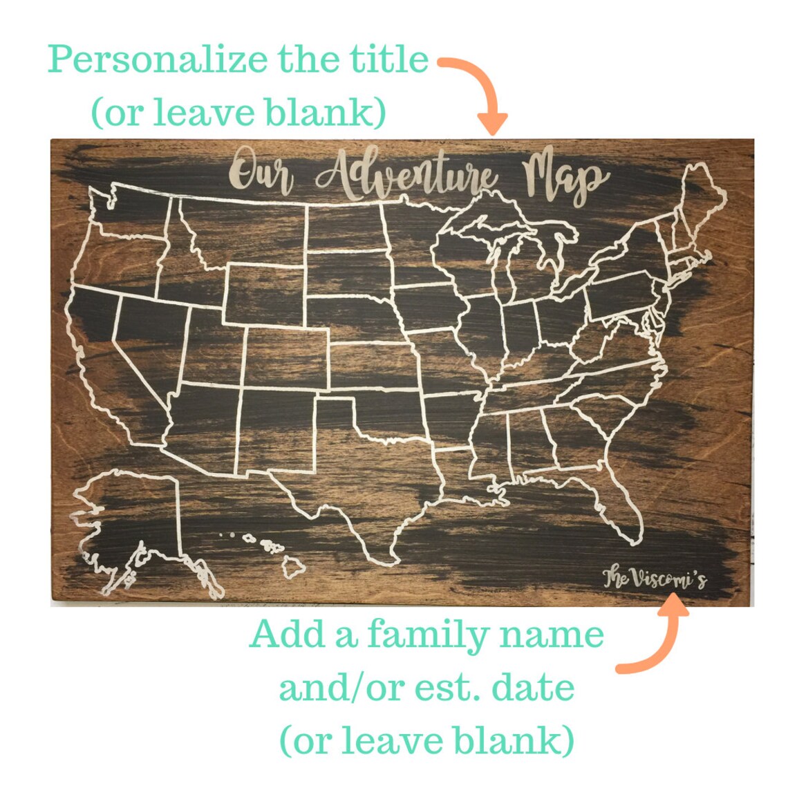 Travel Map Adventure Map Us Wood Map Usa Travel Map Etsy 