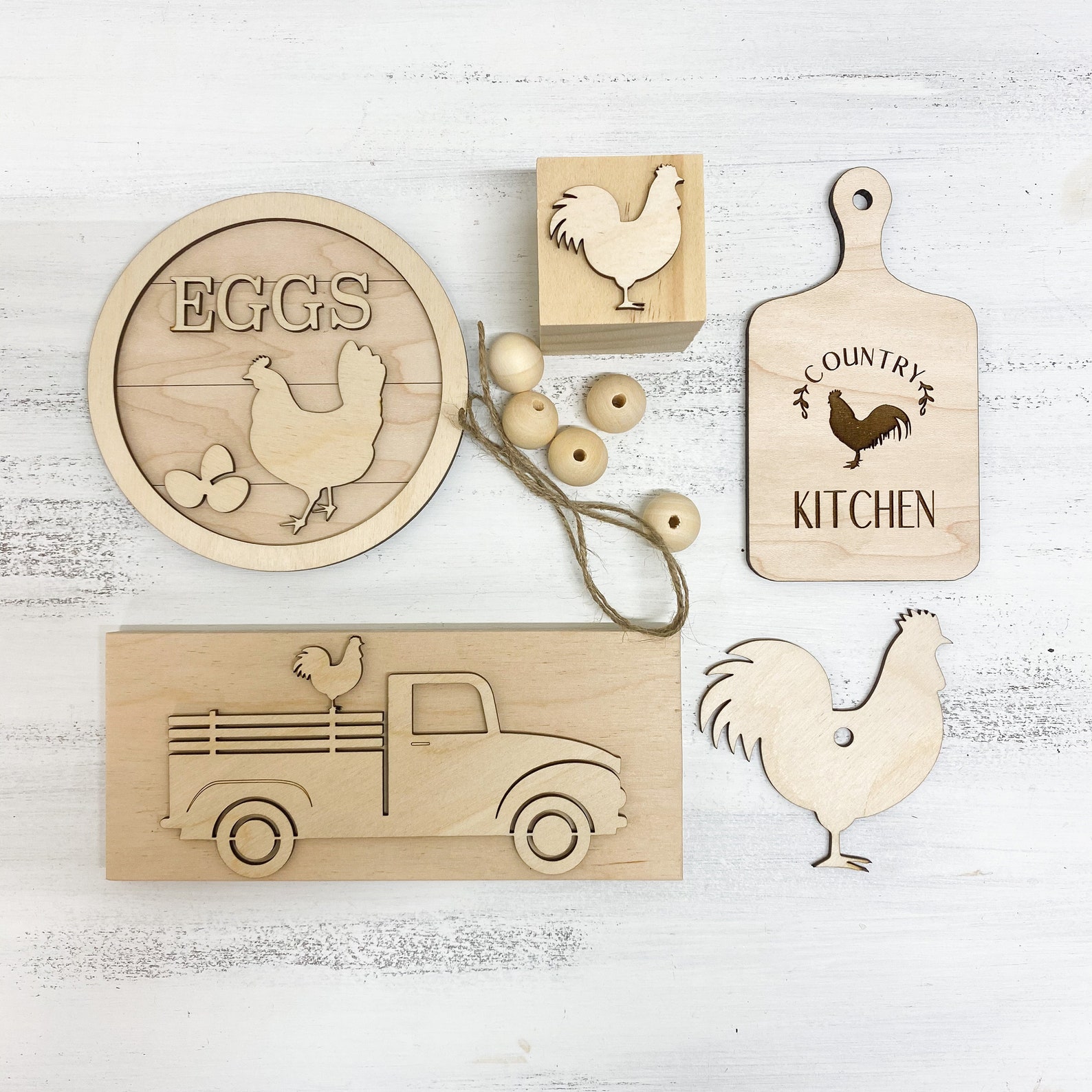 Chicken Tiered Tray Set Tiered Tray Decor Mini Sign Set - Etsy
