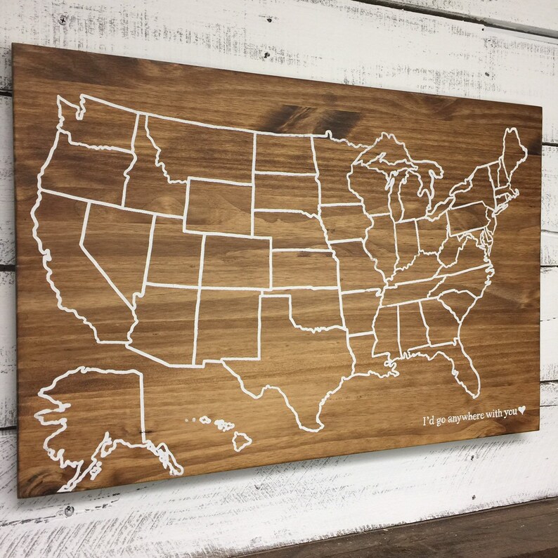 Travel Map | Wood Sign | USA Wood Map | USA Map | Pin Map ...