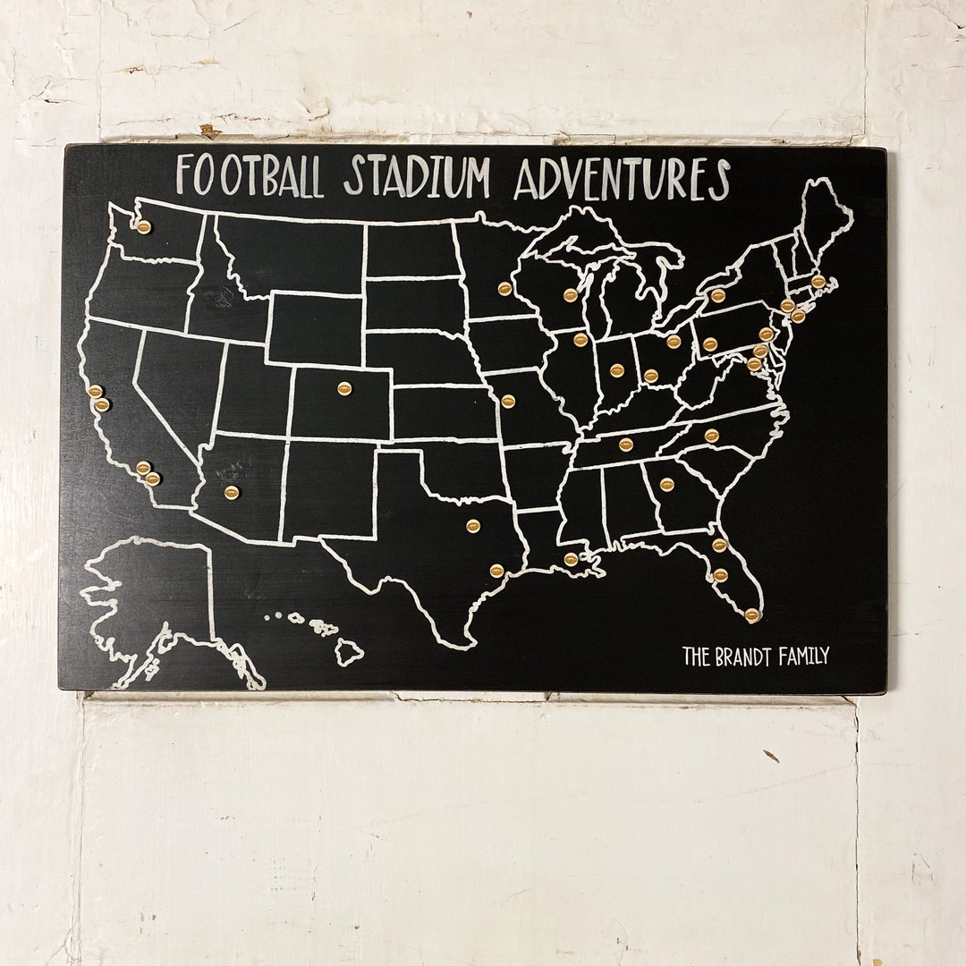 Football Stadium | US Wood Map | USA Travel Map | Football Fan Gift ...
