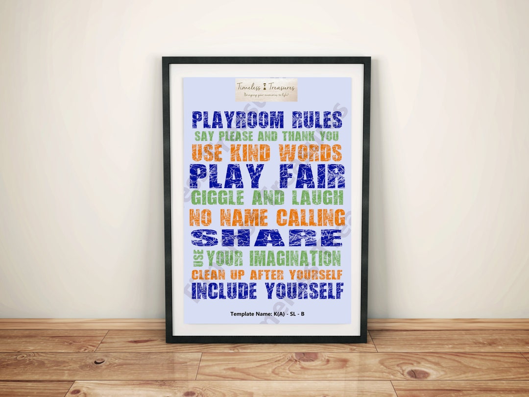 Kids (A) Blue Playroom Rules - (digital Download, Instant Download ...