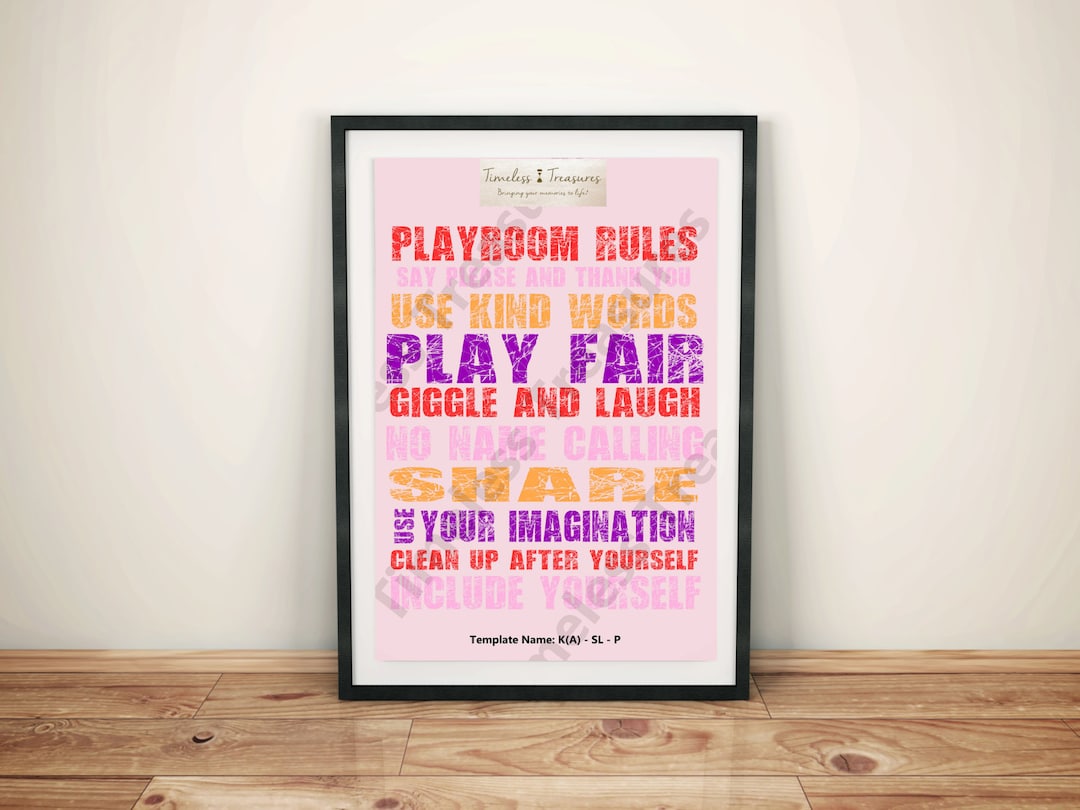 Kids (A) Pink Playroom Rules - (digital Download, Instant Download ...
