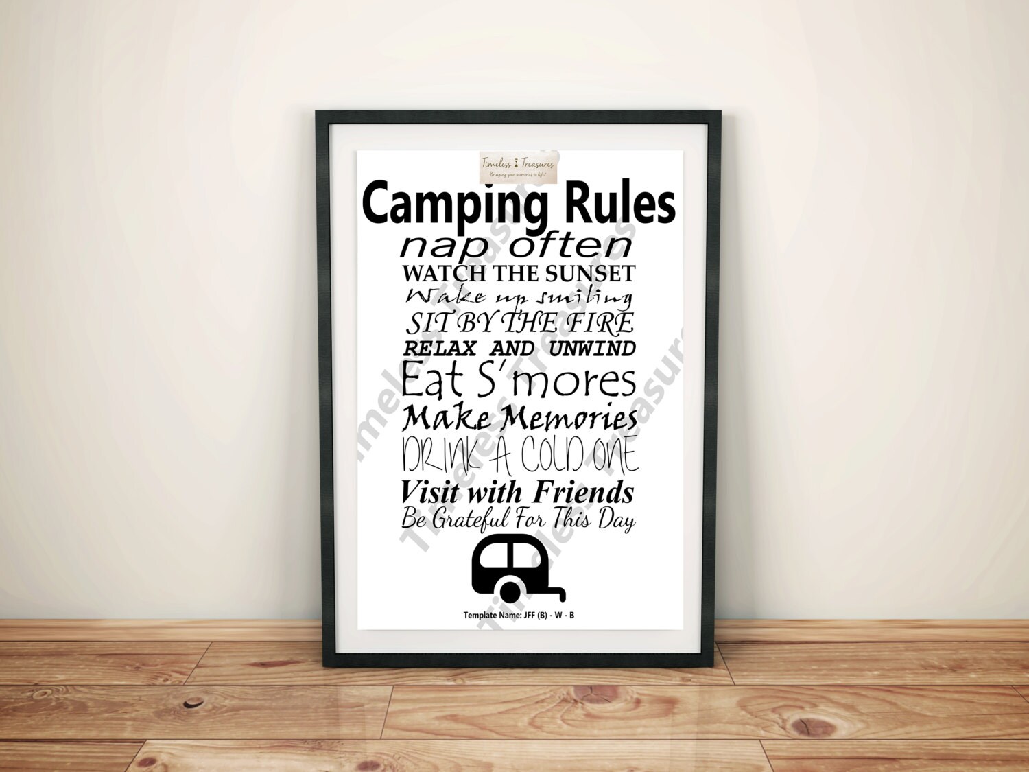Just for Fun (B) - Camping Rules - Black on White - (digital Download ...