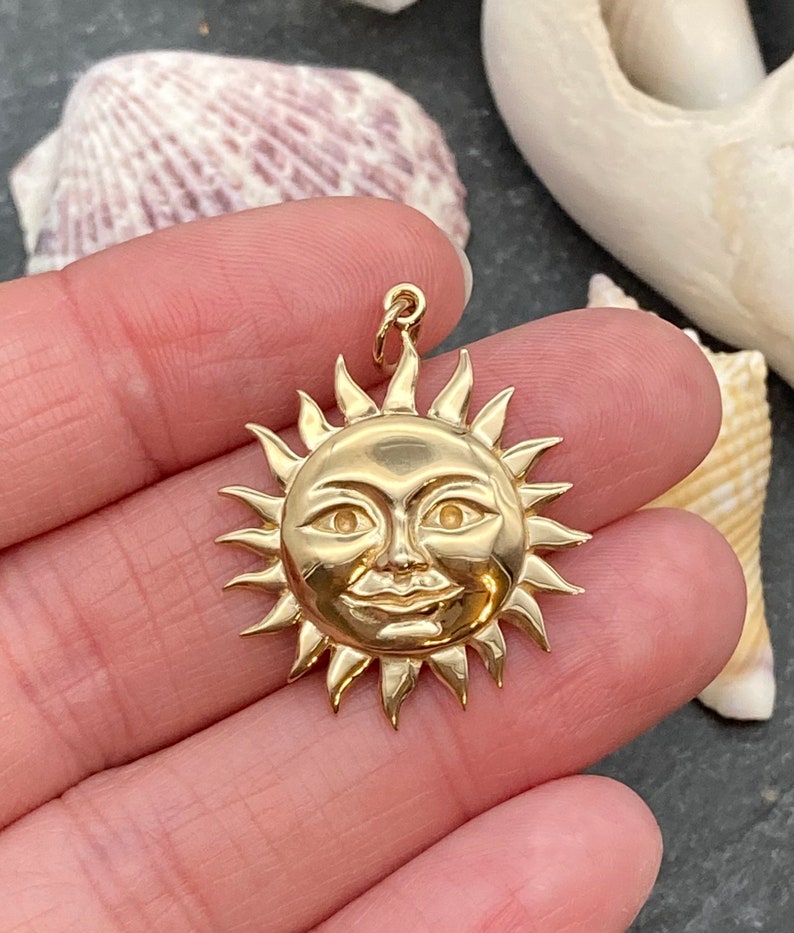 Sun Face Pendant Bronze Sun Pendant Smiling Sun Sun Sky - Etsy