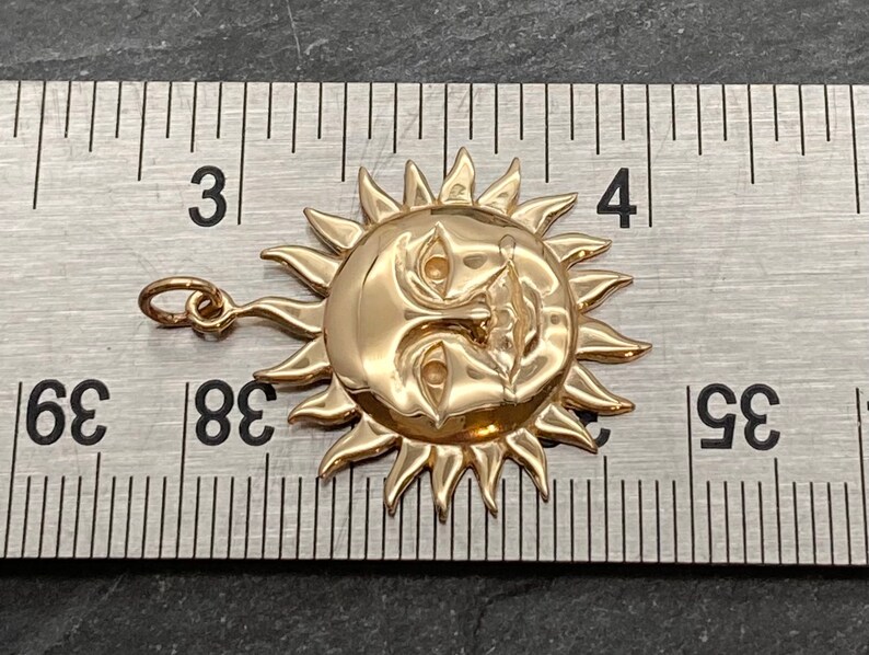 Sun Face Pendant Bronze Sun Pendant Smiling Sun Sun Sky - Etsy