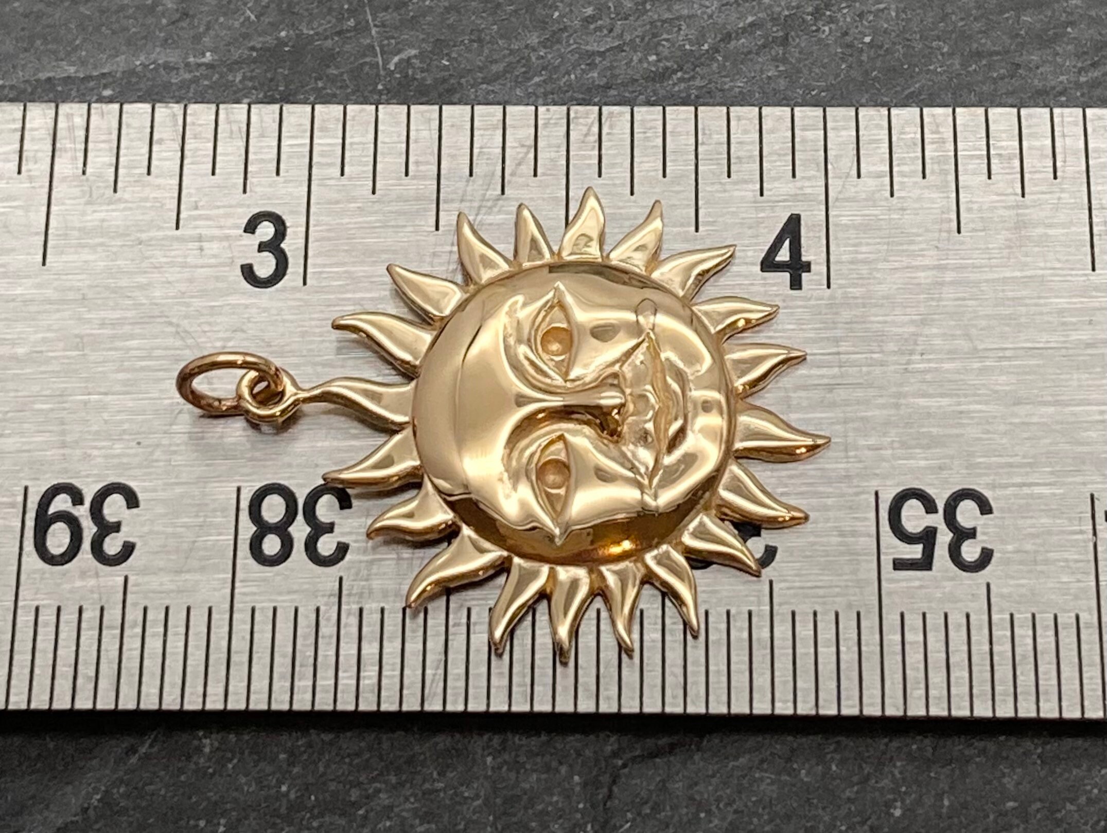 Sun Face Pendant Bronze Sun Pendant Smiling Sun Sun Sky - Etsy