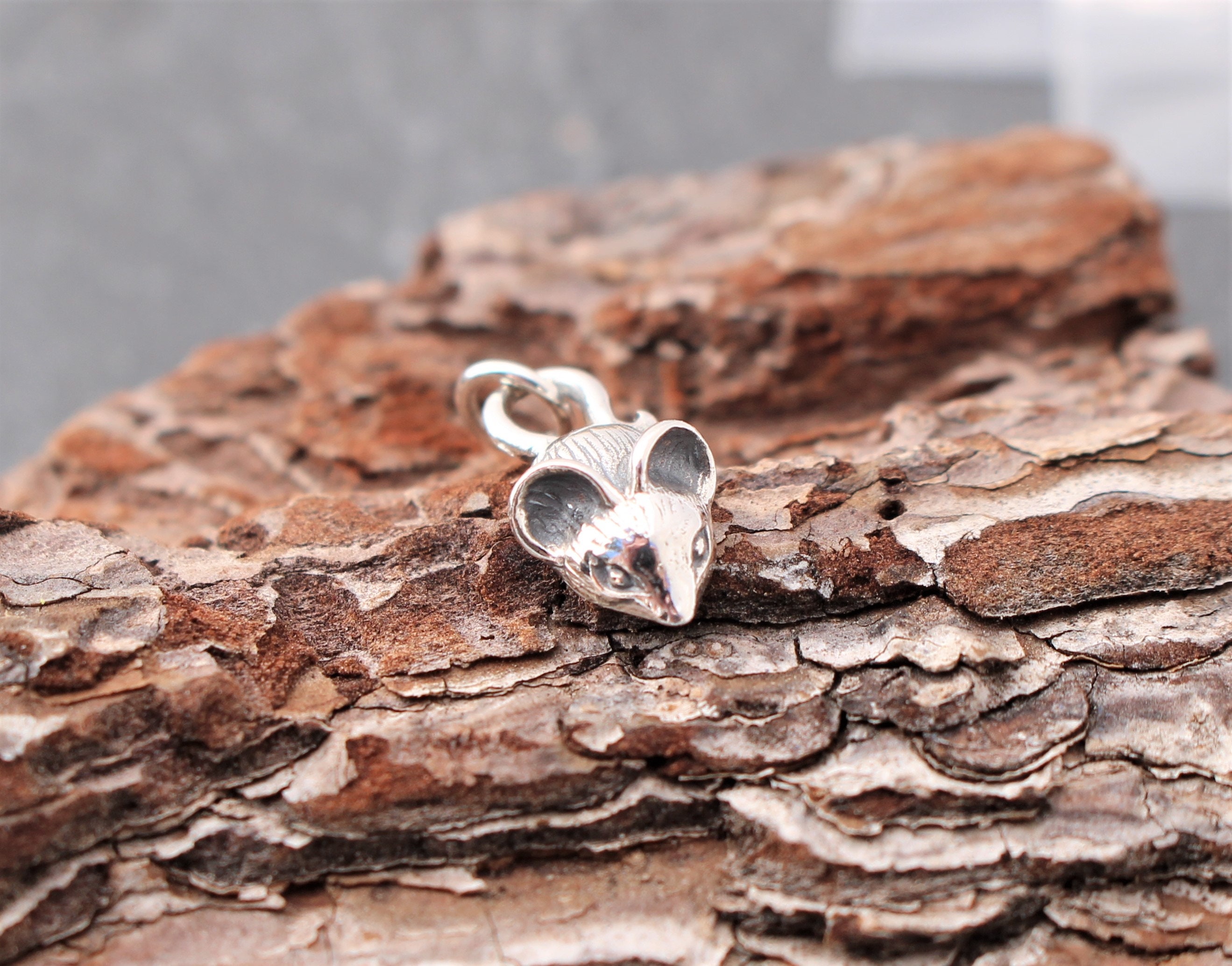 Tiny Mouse Charm Sterling Silver Mouse Pendant Christmas | Etsy