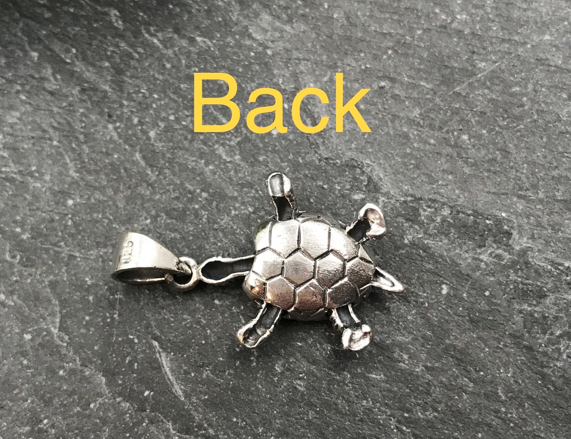 Turtle Pendant Sterling Silver Turtle Charm Realistic | Etsy
