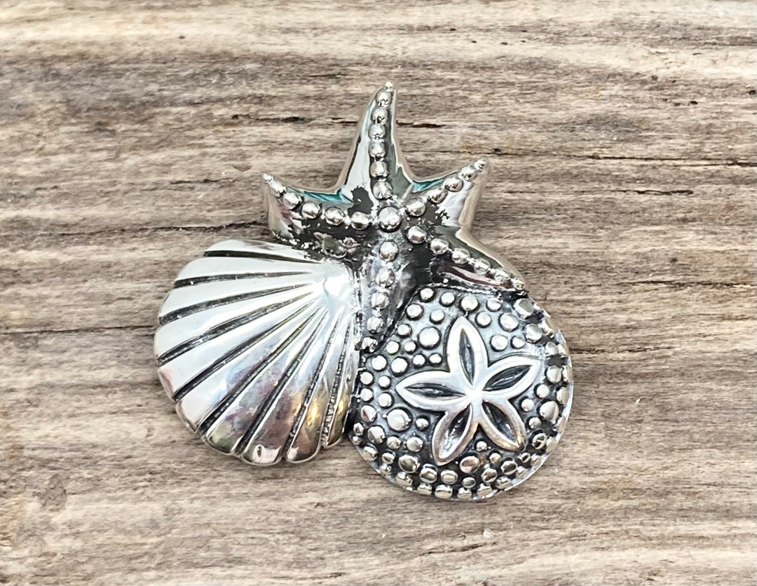 Beach Shells Pendant, Sterling Silver, Starfish Pendant, Shell Pendant ...
