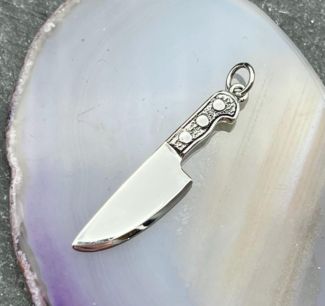 Sterling Silver Kitchen Knife Charm: Chef Pendant (35mm) - Etsy
