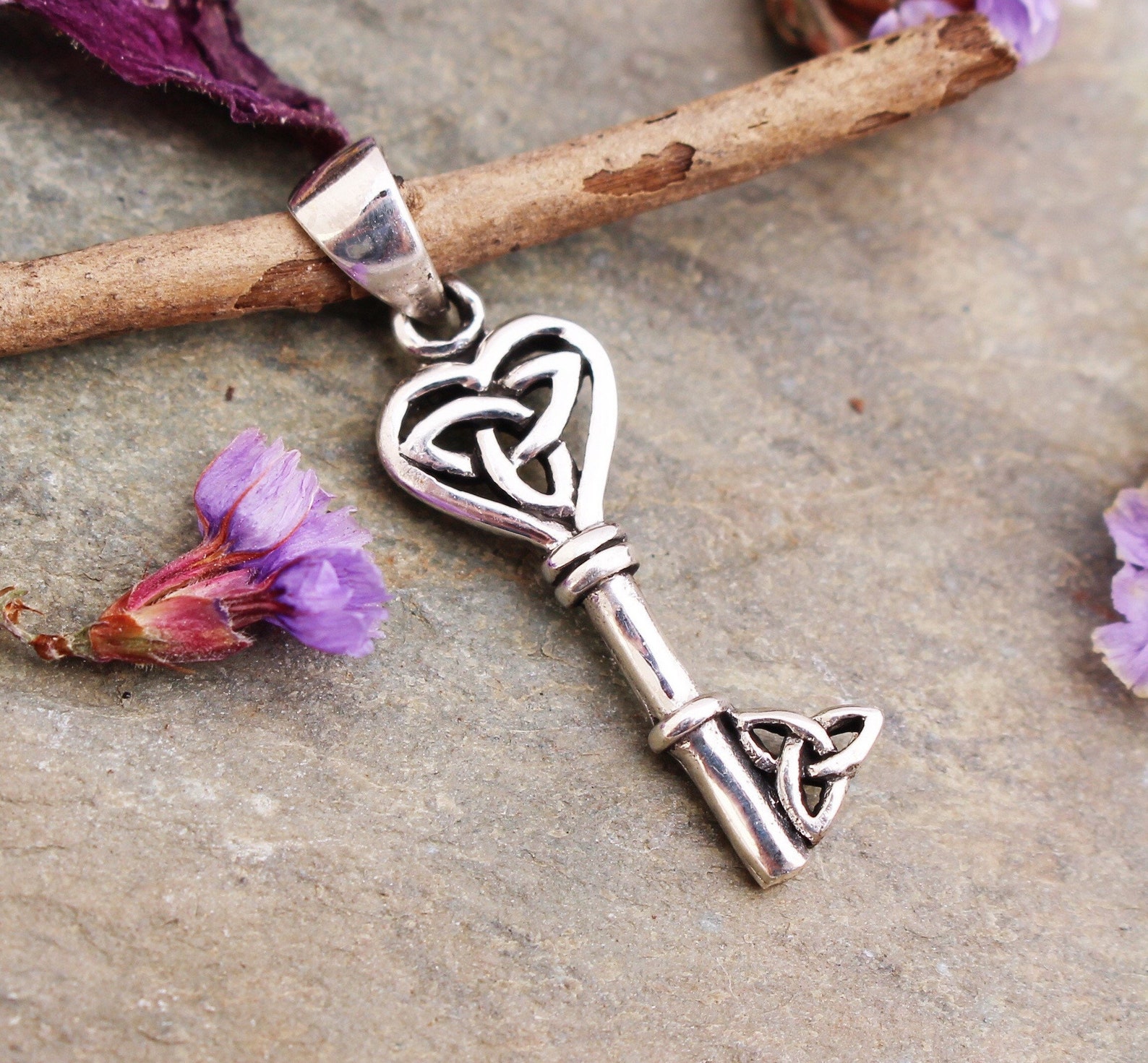 Celtic Knot Key Pendant Sterling Silver Key Pendant Key - Etsy