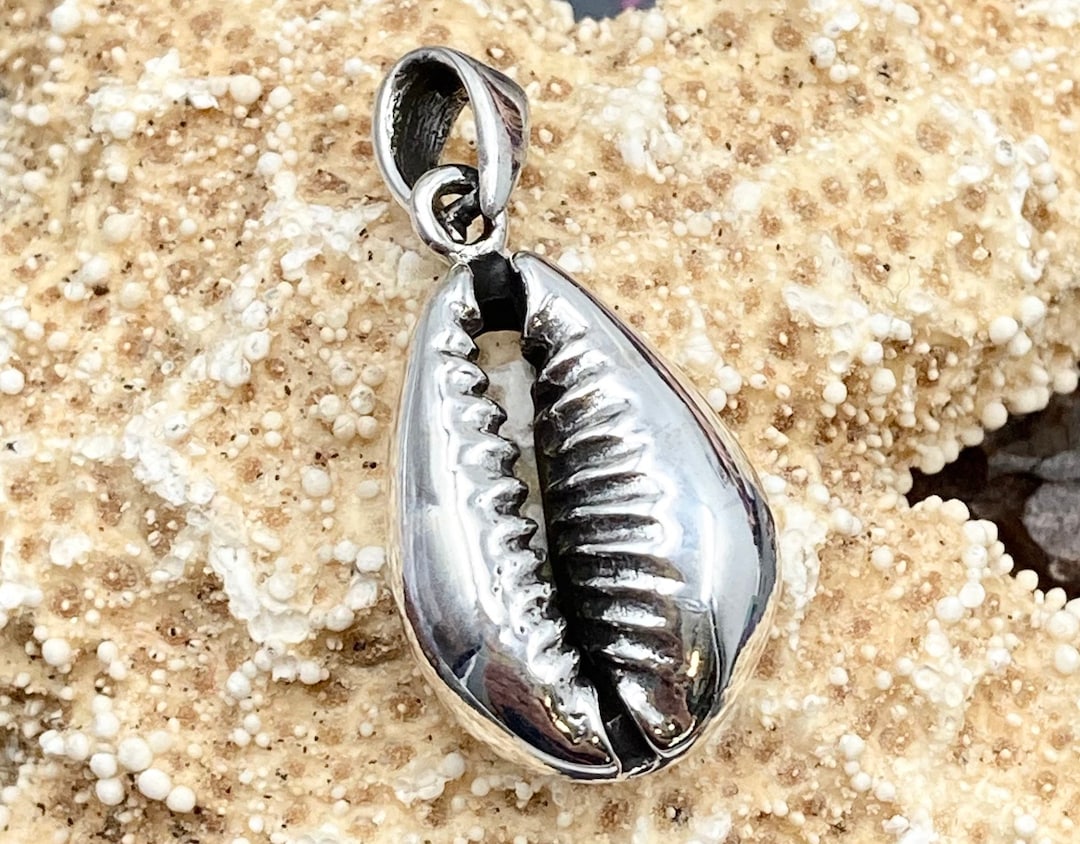 Large Cowry Shell Charm, Sterling Silver, Cowrie Shell Charm, Shell ...