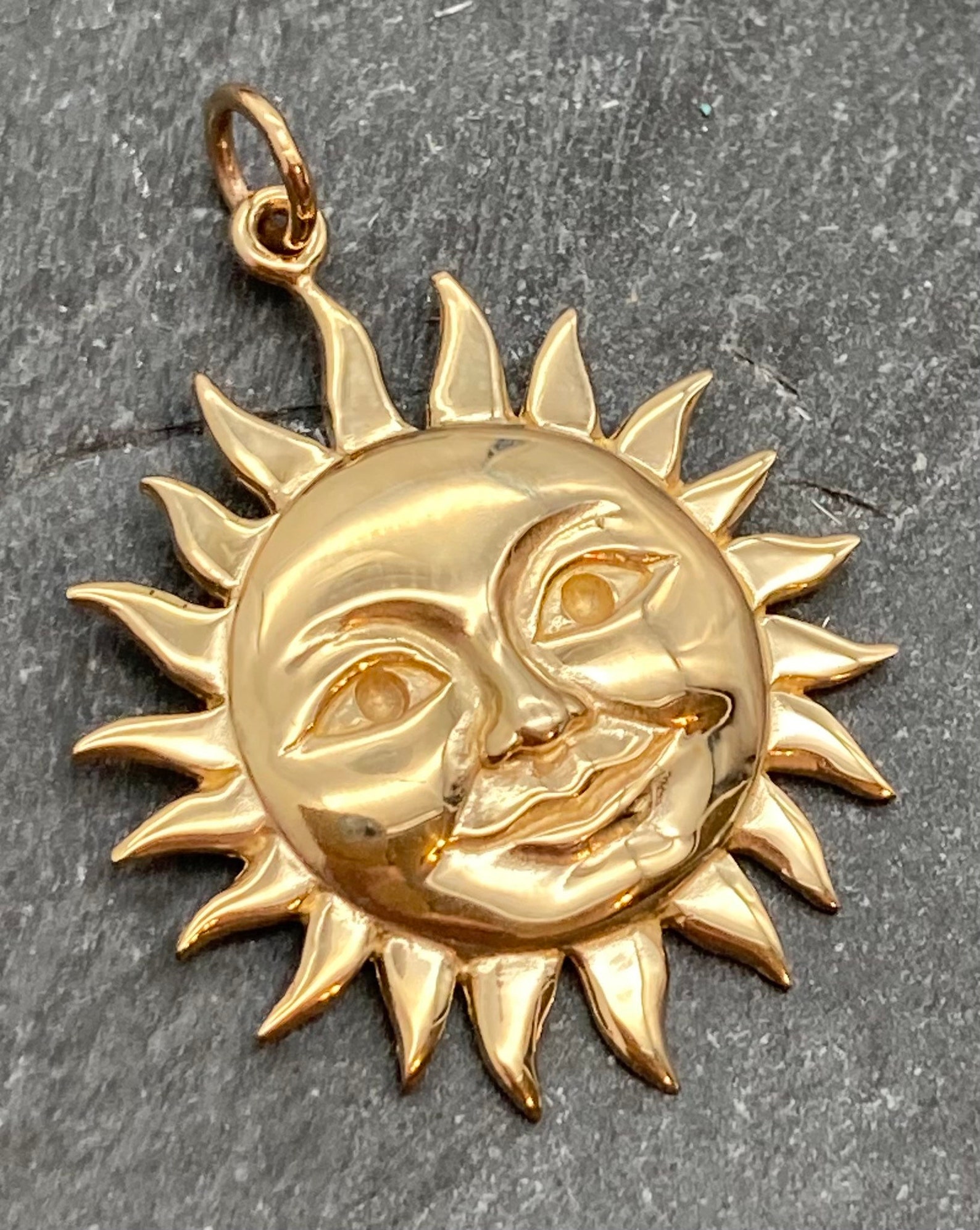 Sun Face Pendant Bronze Sun Pendant Smiling Sun Sun Sky - Etsy