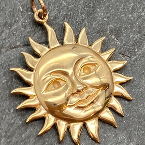 Sun Face Pendant, Bronze, Sun Pendant, Smiling Sun, Sun, Sky, Round ...