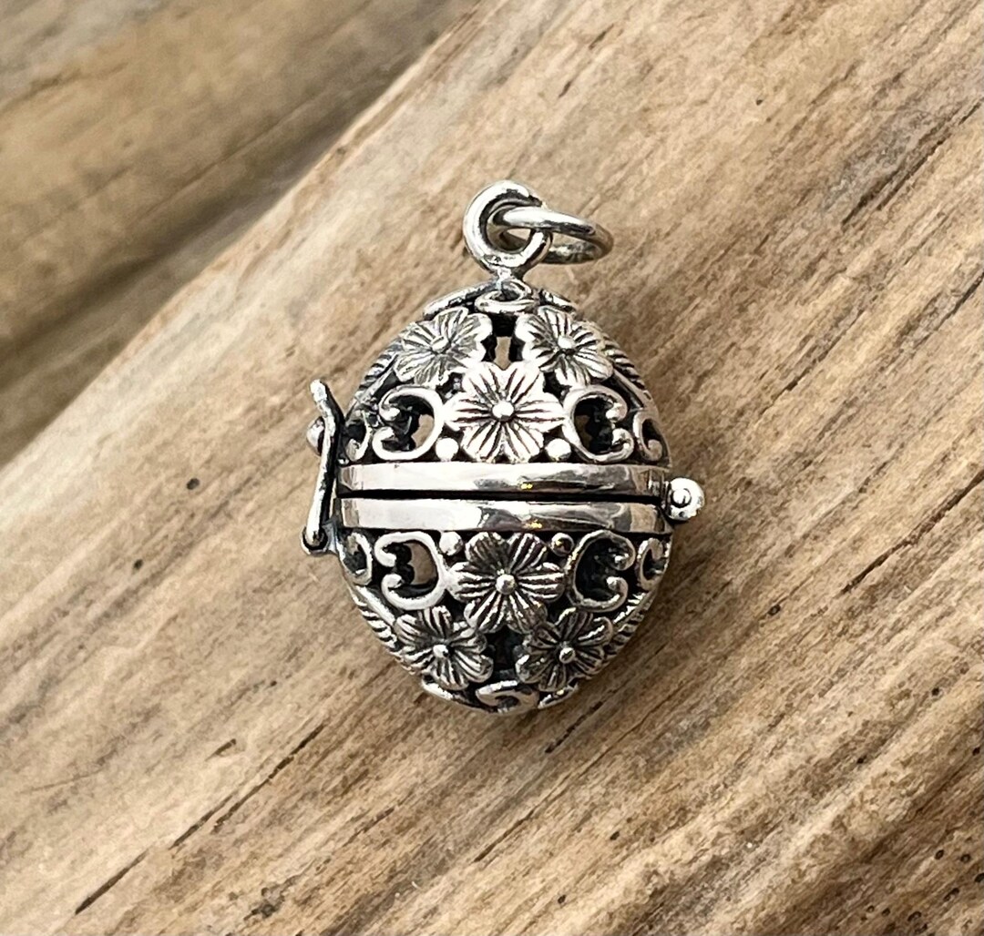 Sterling Silver Box Pendant: Floral Design, Container, 925 - Etsy