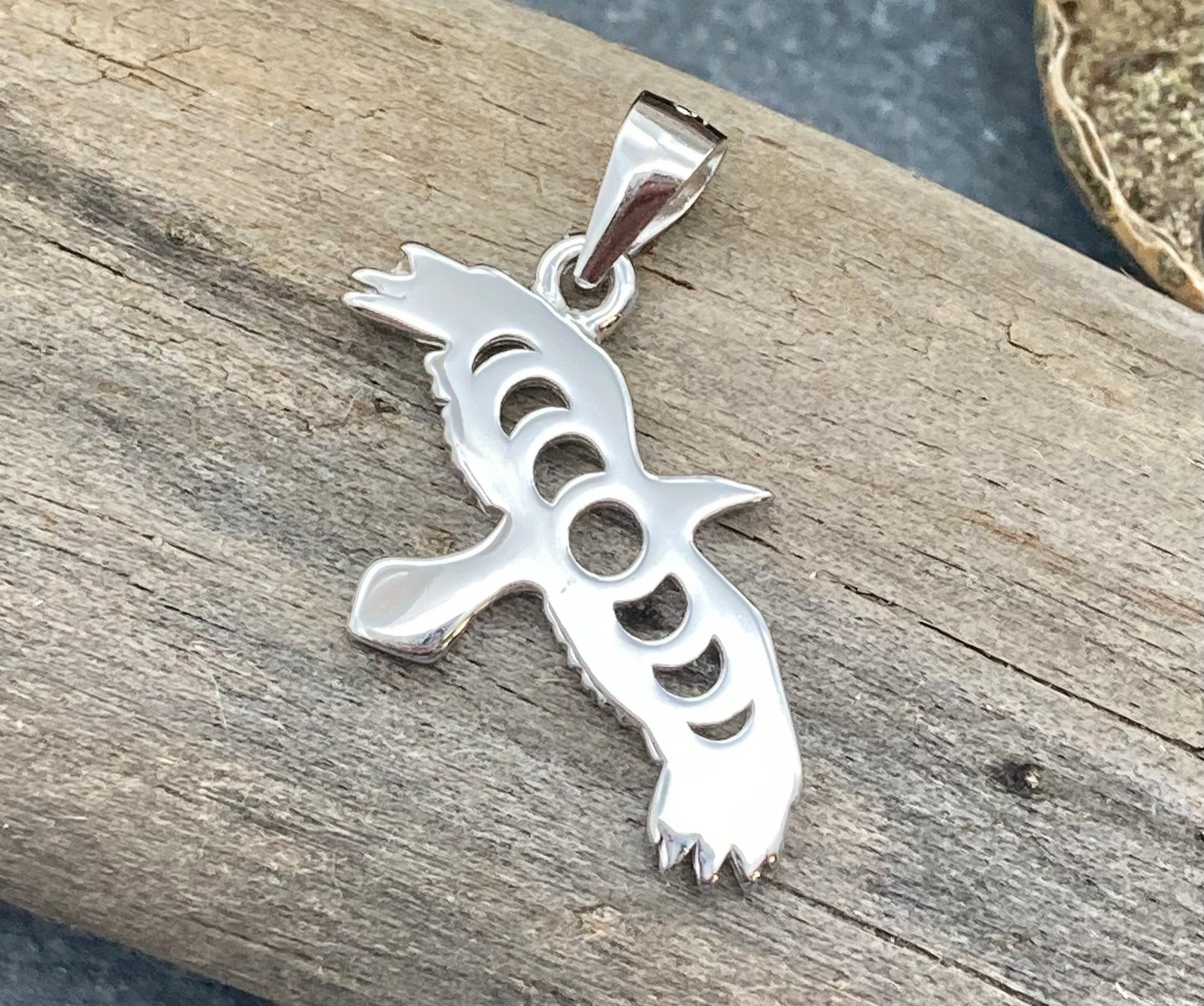 Raven Pendant With Moon Phases Design Pendant Sterling - Etsy