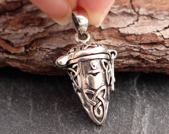 Celtic Box Pendant, Container Pendant, Sterling Silver, Hinged, Celtic ...