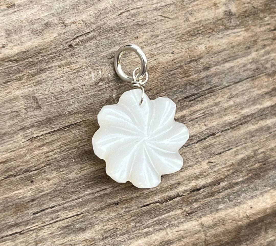 White Moonstone Flower Charm, Sterling Silver, Wire Wrapped, Moonstone ...